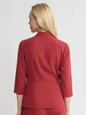 Misook Buckle Detail Crepe Wrap Blouse