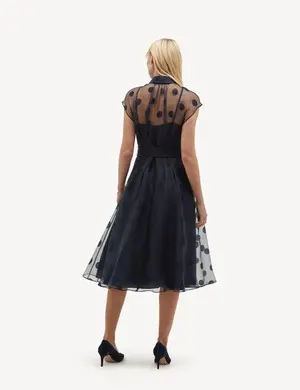 HOBBS LONDON Tess Sheer Polka Dot Shirt Dress