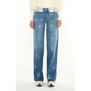 KANCAN Kimberly Mid Rise Wide Leg Jeans - Medium Wash
