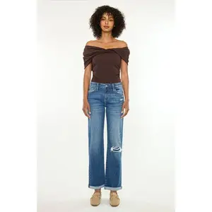 KANCAN Bianca Essentials Mid Rise True Straight Jeans - Medium Wash