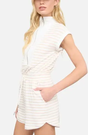 J.O.A. Tie Waist Romper - L Khaki