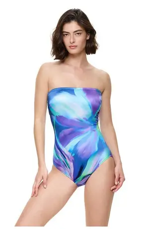 GOTTEX Floral Rhythm Bandeau One Piece Swimsuit