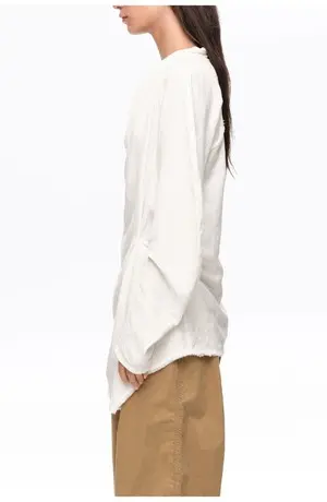 Bimba Y Lola Linen Off-shoulder Draped Top