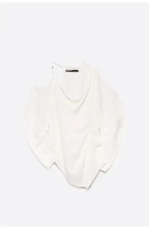 Bimba Y Lola Linen Off-shoulder Draped Top