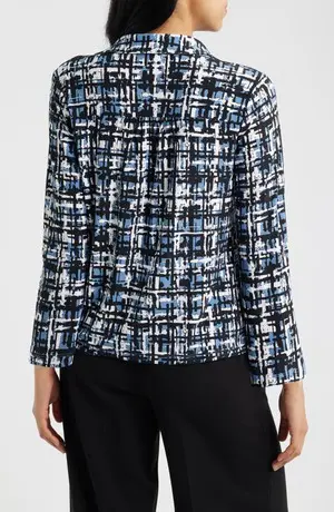 Anne Klein Print Roll-tabbed Button Front Shirt