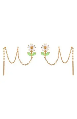 GIRLS CREW Daisy Petal Threader Earrings - Gold