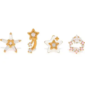 GIRLS CREW Twinkle Twinkle Set Of 4 Stud Earrings - Gold