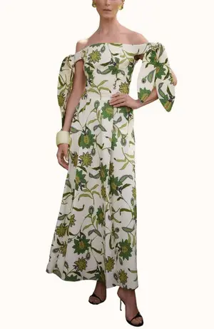 THE IQ COLLECTION Faceta Floral Print Midi Dress