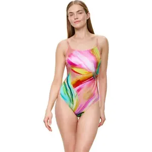 GOTTEX Floral Rhythm Round Neck One Piece Swimsuit - Pink-multi