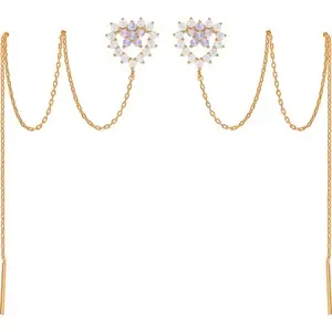 GIRLS CREW Heartstring Cubic Zirconia Threader Earrings - Gold