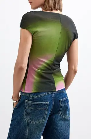 Desigual Ruched Mesh Top