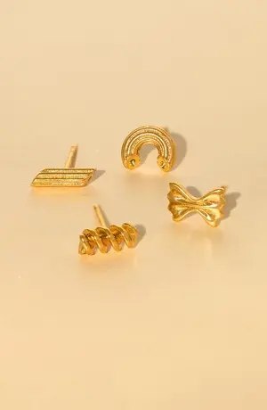 GIRLS CREW Al Dente Pasta Set Of 4 Stud Earrings
