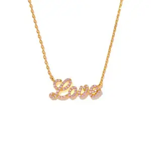 GIRLS CREW Love Script Pendant Necklace - Gold