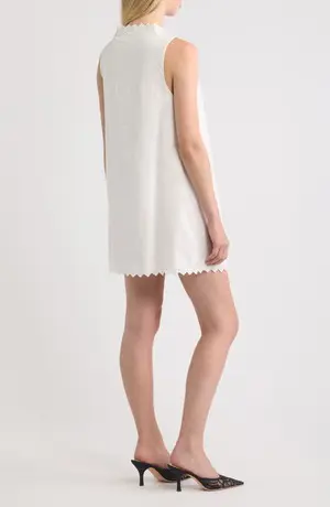 FRAME Serene Eyelet Trim Cotton Minidress - White