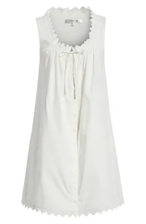 FRAME Serene Eyelet Trim Cotton Minidress - White