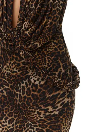 Naked Wardrobe Deep Plunge Leopard Print Maxi Dress