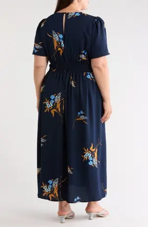 SUGARLIPS Dusk Bloom Floral Fit & Flare Midi Dress