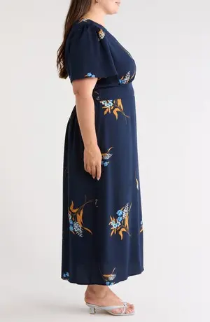 SUGARLIPS Dusk Bloom Floral Fit & Flare Midi Dress