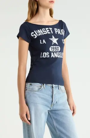 PACSUN Sunset Park Off-the-shoulder T-shirt