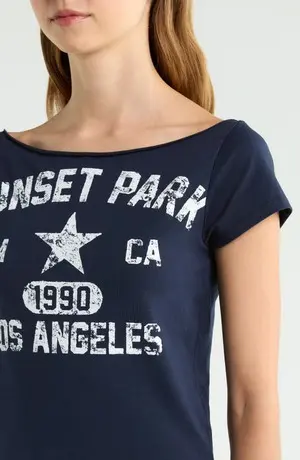 PACSUN Sunset Park Off-the-shoulder T-shirt