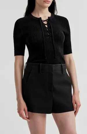 A.L.C. Fawn Lace-up Ribbed Top