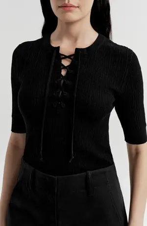 A.L.C. Fawn Lace-up Ribbed Top