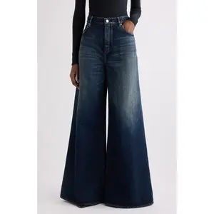Alaïa High Waist Denim Palazzo Pants