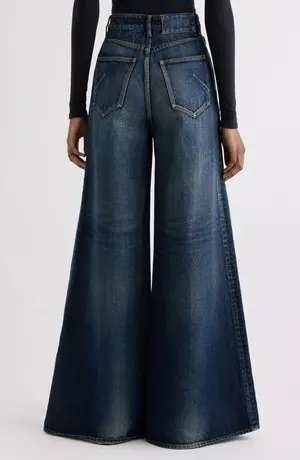 Alaïa High Waist Denim Palazzo Pants