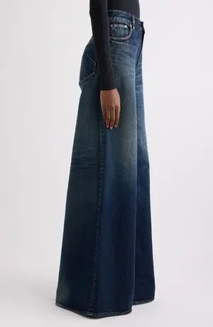 Alaïa High Waist Denim Palazzo Pants
