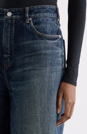 Alaïa High Waist Denim Palazzo Pants