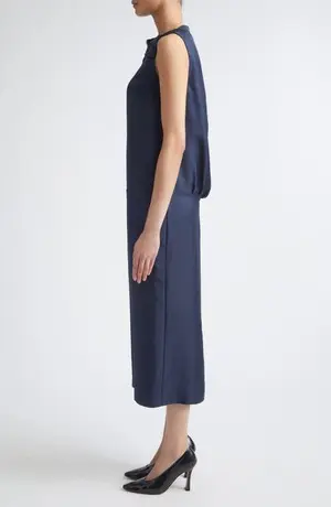 Loulou De Saison Izia Draped Silk Twill Cape Dress