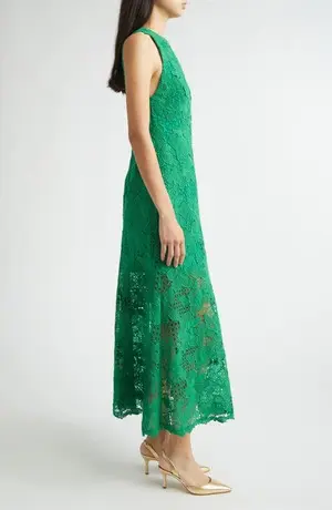 Lela Rose Lattice Guipure Lace Midi Dress
