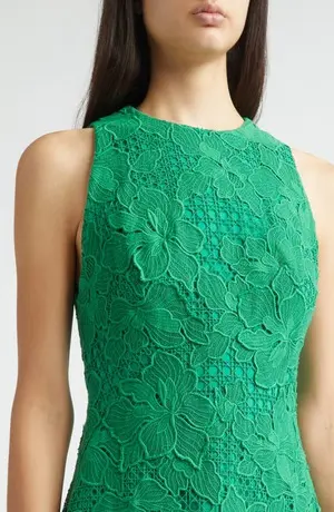 Lela Rose Lattice Guipure Lace Midi Dress