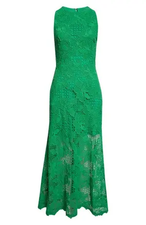 Lela Rose Lattice Guipure Lace Midi Dress