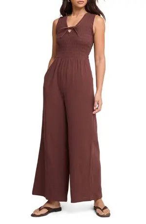 NOBODY'S CHILD Jayda Smocked Wide Leg Jumpsuit