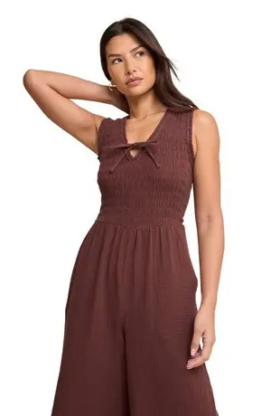 NOBODY'S CHILD Jayda Smocked Wide Leg Jumpsuit