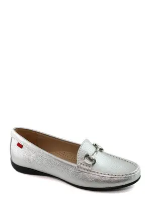 MARC JOSEPH NEW YORK Carter Road Slip On Leather Buckle Loafer - Silver Grainy Napa