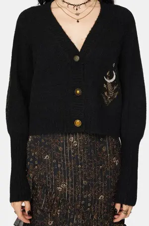 DISTURBIA Abellona Balloon Sleeve Knit Cardigan