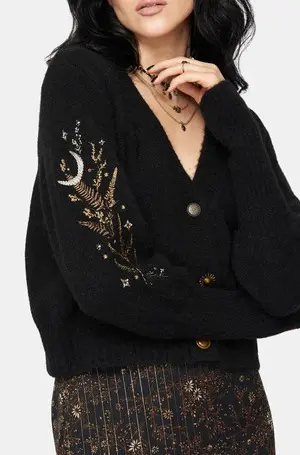 DISTURBIA Abellona Balloon Sleeve Knit Cardigan