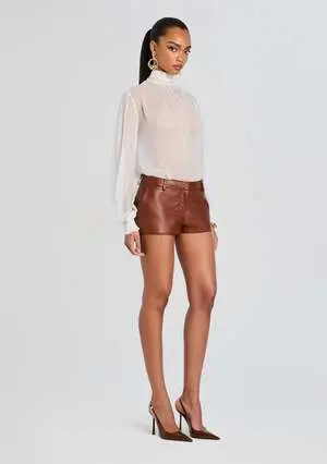 Retrofete Valesia Leather Short - Cigar
