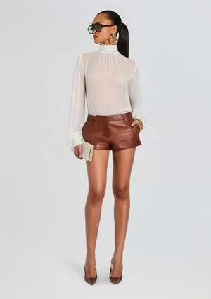 Retrofete Valesia Leather Short - Cigar