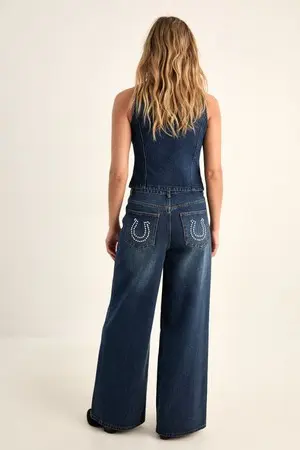 Nasty Gal Western Baggy Studded Denim Jeans
