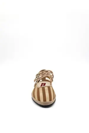 GONDOLINA SHOES Gondolina Lido Double Strap Mary Jane Flats In Striped Mesh
