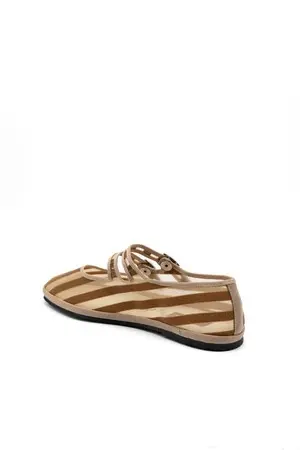 GONDOLINA SHOES Gondolina Lido Double Strap Mary Jane Flats In Striped Mesh