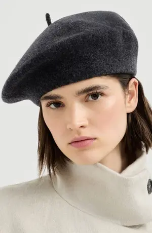 Brunello Cucinelli Wool Beret - Lignite