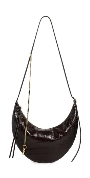 Tory Burch Pierced Croc-embossed Crossbody Bag - Cocoa