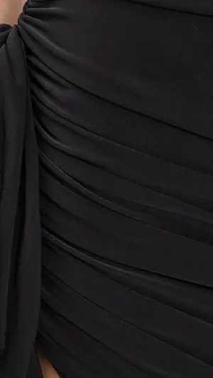 Norma Kamali Sleeveless Side Drape Mini Dress With Bow
