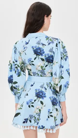 Alice + Olivia Lucy Floral Print Mini Shirt Dress With Tie Belt