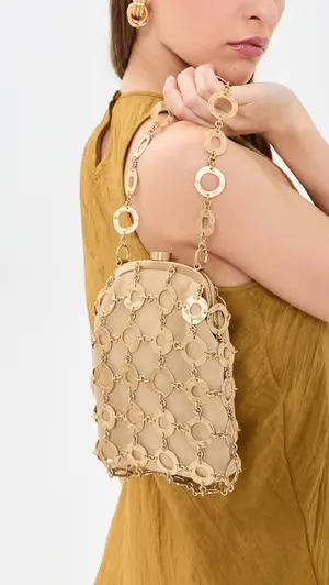 Cult Gaia Brielle Wristlet With Gold-tone Chainmail Overlay