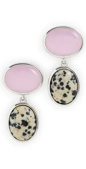LUV AJ The Rose Quartz Palma Stud Earrings